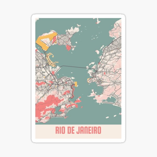 KIRAKIRA Rio De Janeiro City Map Chalk Retro City Map Poster Sticker ...