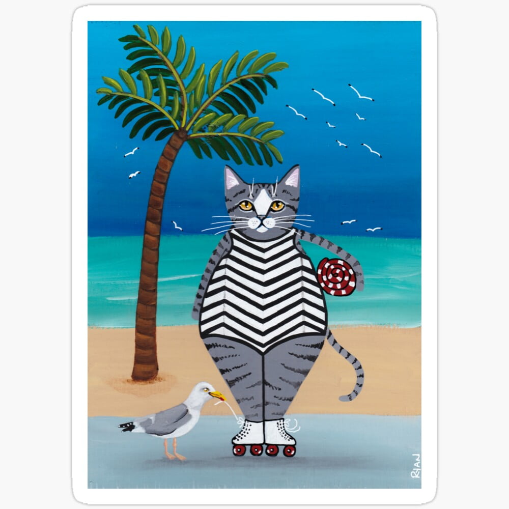 KIRAKIRA Roller Skating At the Beach Sticker. Single, trio, or squad ...
