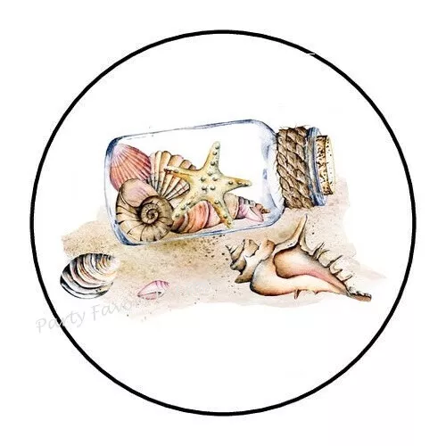 KIRAKIRA SEASHELLS SAND BOTTLE NAUTICAL ENVELOPE SEALS LABELS FAVORS ...