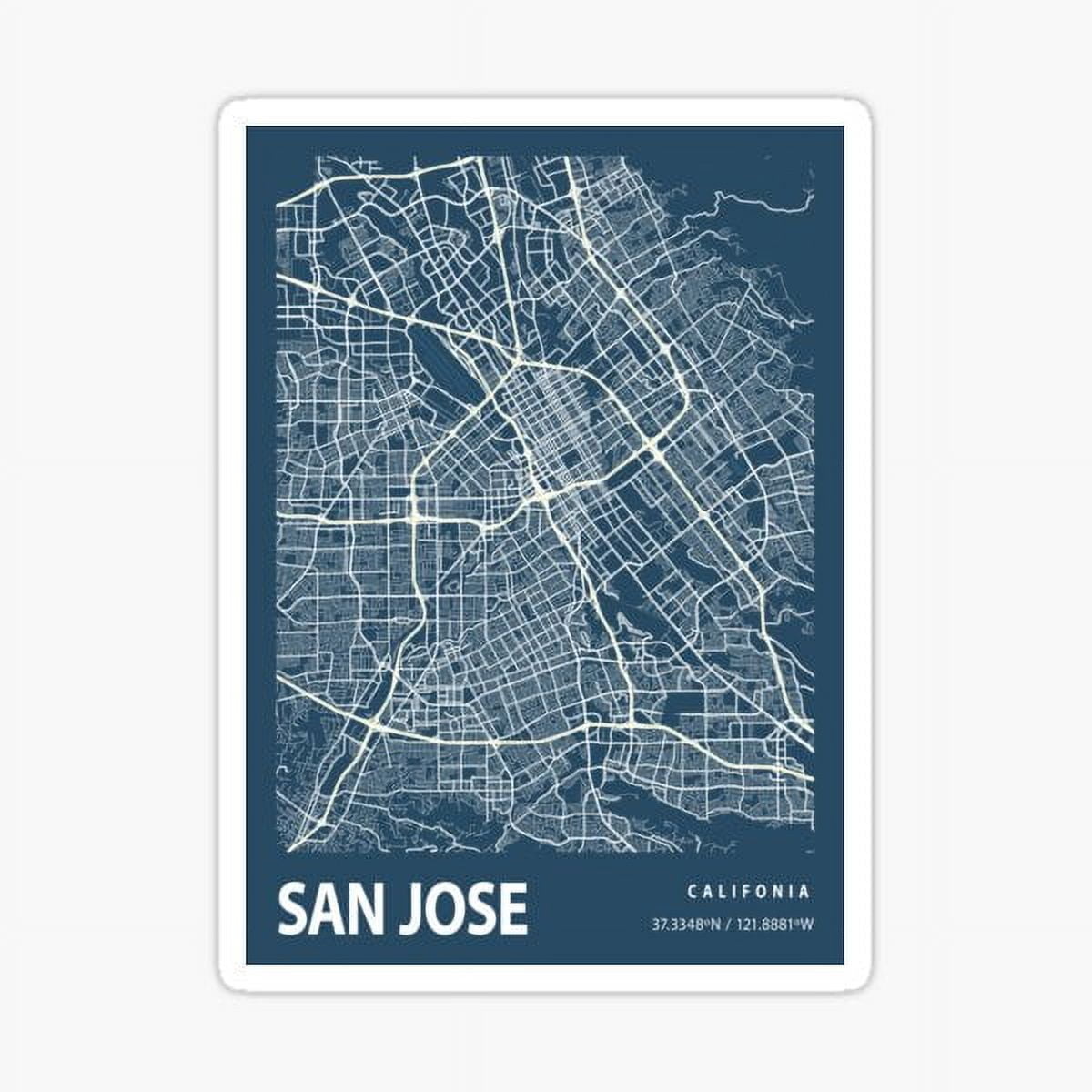 KIRAKIRA San Jose Blueprint City Map Sticker - Walmart.com
