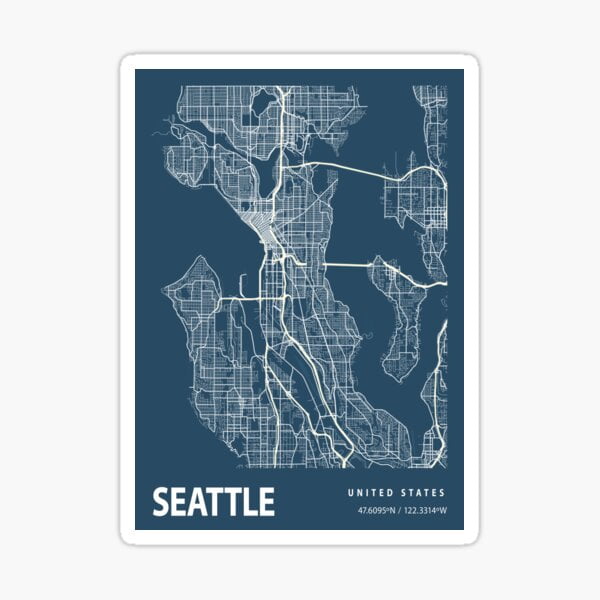 KIRAKIRA Seattle Blueprint City Map Sticker - Walmart.com