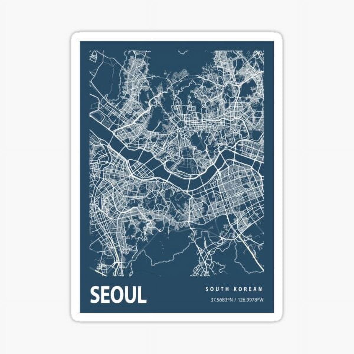 KIRAKIRA Seoul Blueprint City Map Sticker - Walmart.com
