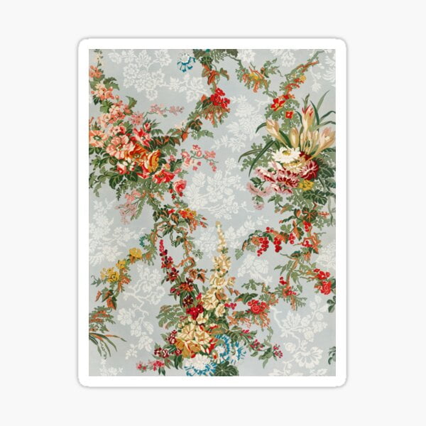 KIRAKIRA Silk Screen Vintage Flowers Pattern 1800s Sticker - Walmart.com