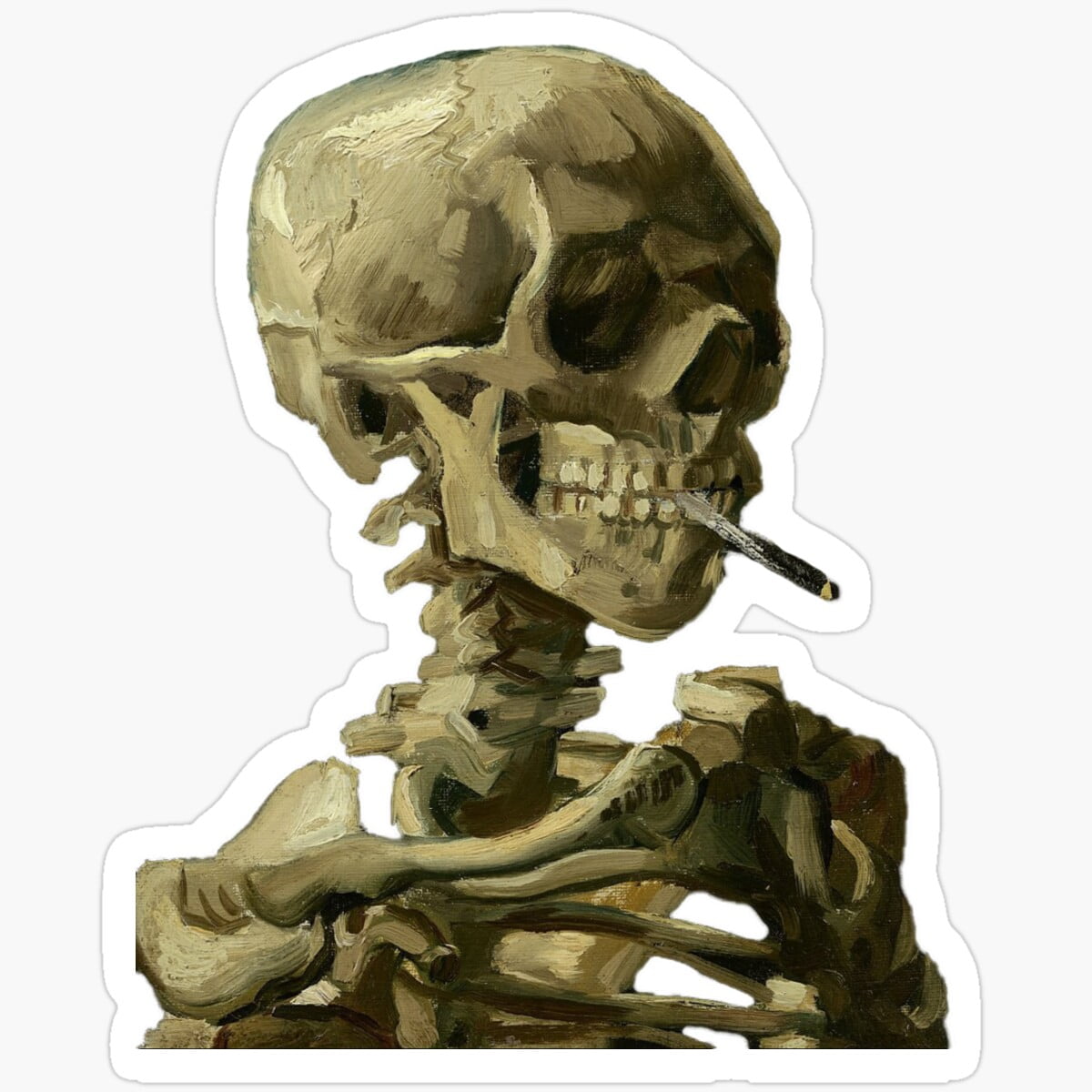 KIRAKIRA Skull Of A Skeleton With Burning Cigarette, Vincent Sticker ...