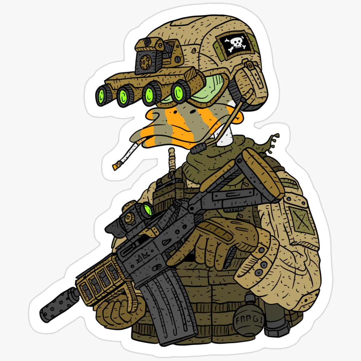 KIRAKIRA Special Forces Duck. Army Soldier. Sticker. Gift For You ...
