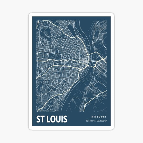 KIRAKIRA St Louis Blueprint City Map Sticker - Walmart.com