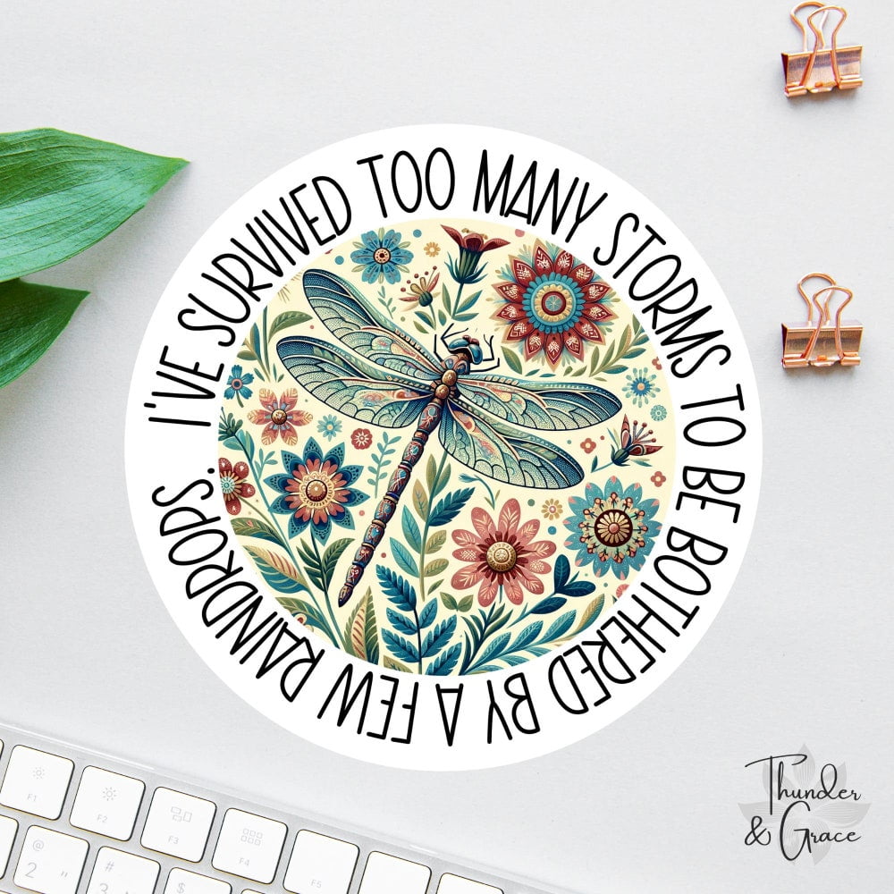 KIRAKIRA I've Survived Too Many Storms Stickers, Warrior Quote, Womens ...