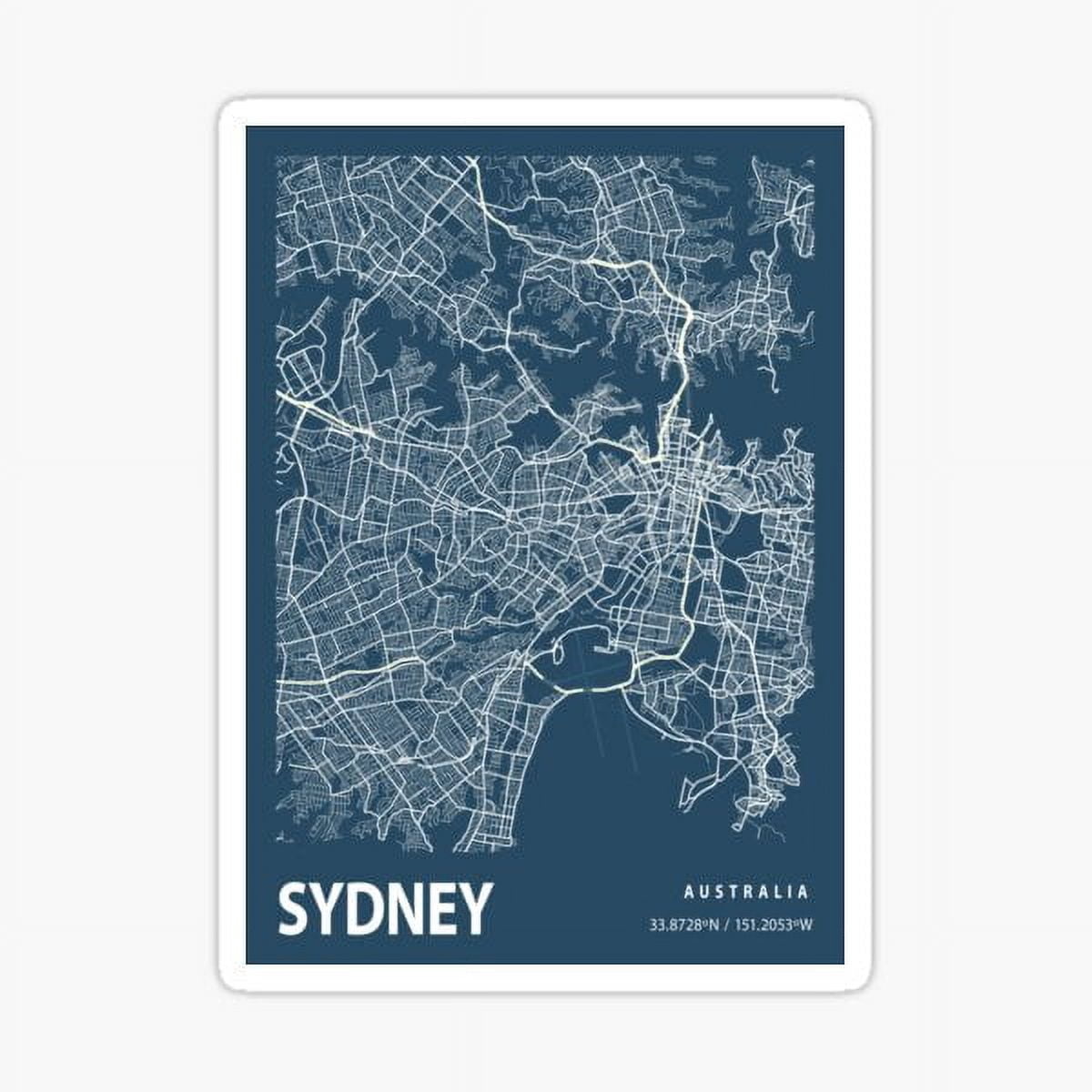 KIRAKIRA Sydney Blueprint City Map Sticker - Walmart.com
