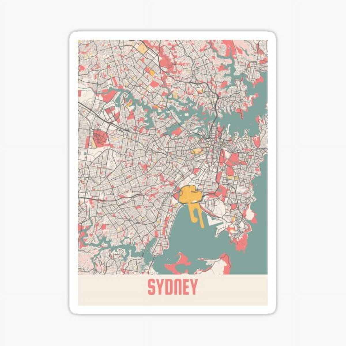 KIRAKIRA Sydney City Map Chalk Retro City Map Sticker - Walmart.com