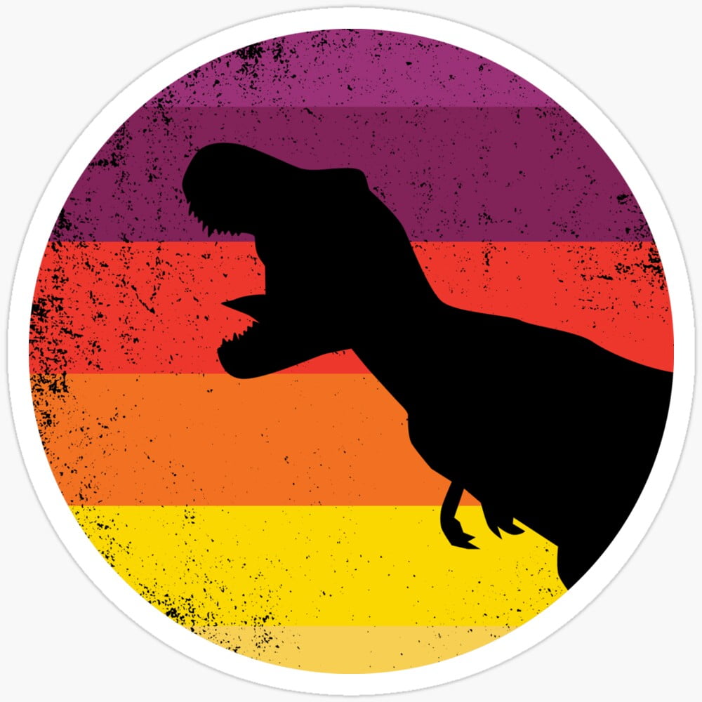 KIRAKIRA T-Rex Dinosaur with Retro Background Sticker, Decorate laptops ...