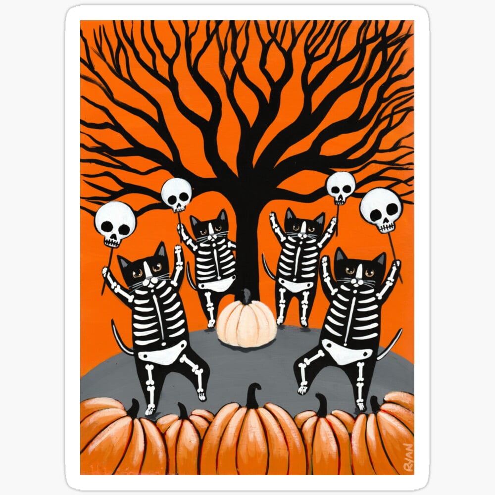 KIRAKIRA The Skellie Cats Celebration of Halloween Sticker. Single ...