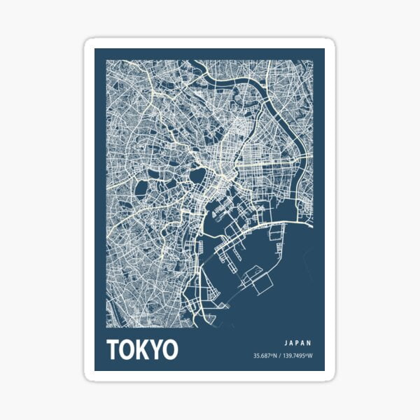 KIRAKIRA Tokyo Blueprint City Map Sticker - Walmart.com