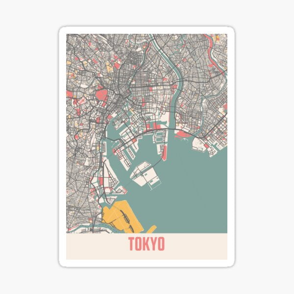 KIRAKIRA Tokyo City Map Chalk Retro City Map Sticker - Walmart.com