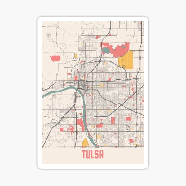 KIRAKIRA Tulsa City Map Chalk Retro City Map Poster Sticker - Walmart.com