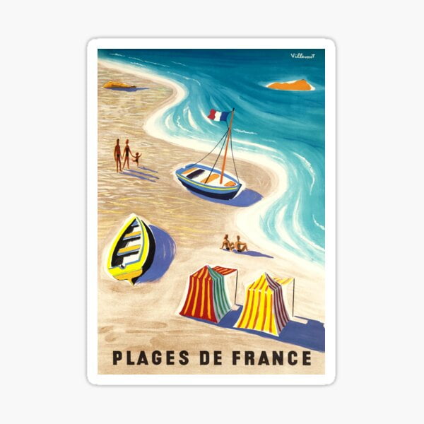 KIRAKIRA Vintage France Beaches Villemot Travel Sticker - Walmart.com