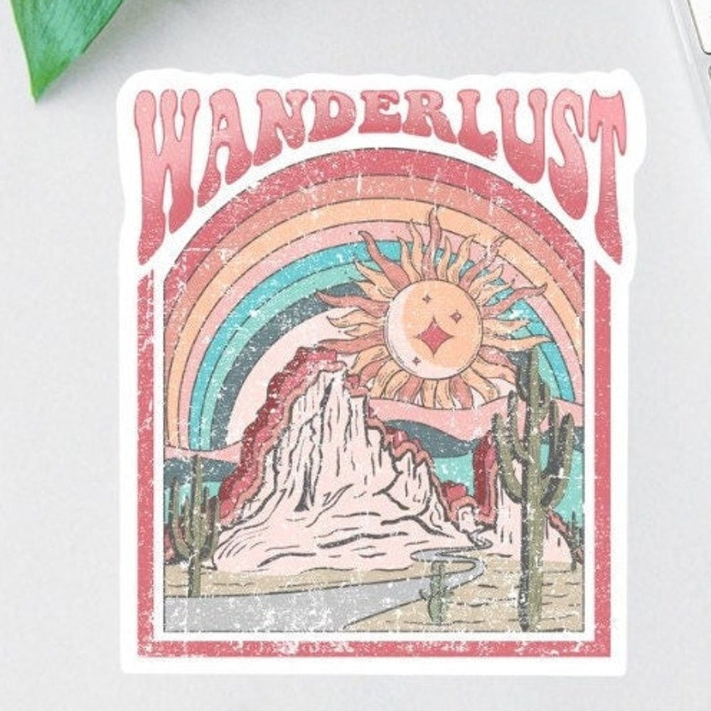 KIRAKIRA Wanderlust Sticker, Retro Sunset Decal, Gifts For Hikers ...
