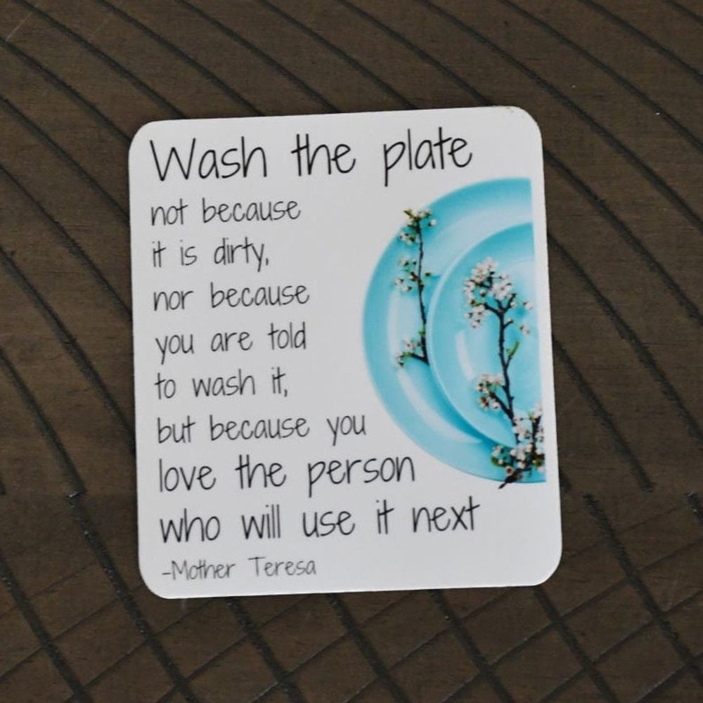 KIRAKIRA Wash The Plate Sticker or Magnet | Mother Teresa Quote ...
