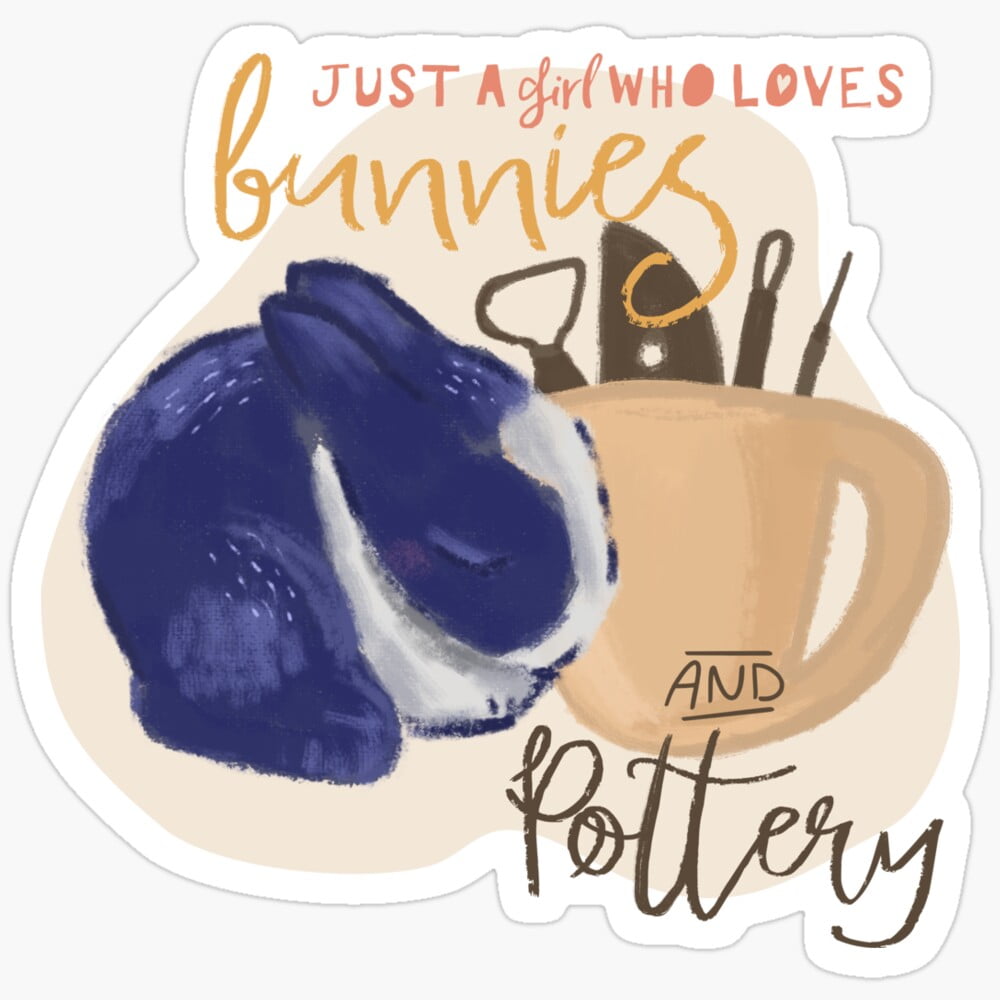 KIRAKIRA A girl who loves bunnies and pottery Sticker, Decorate and ...