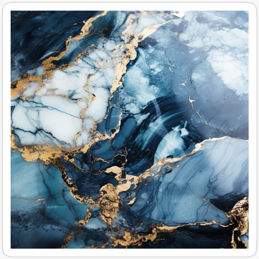 KIRAKIRA gold and blue marble / abstract blue marble texture Sticker ...