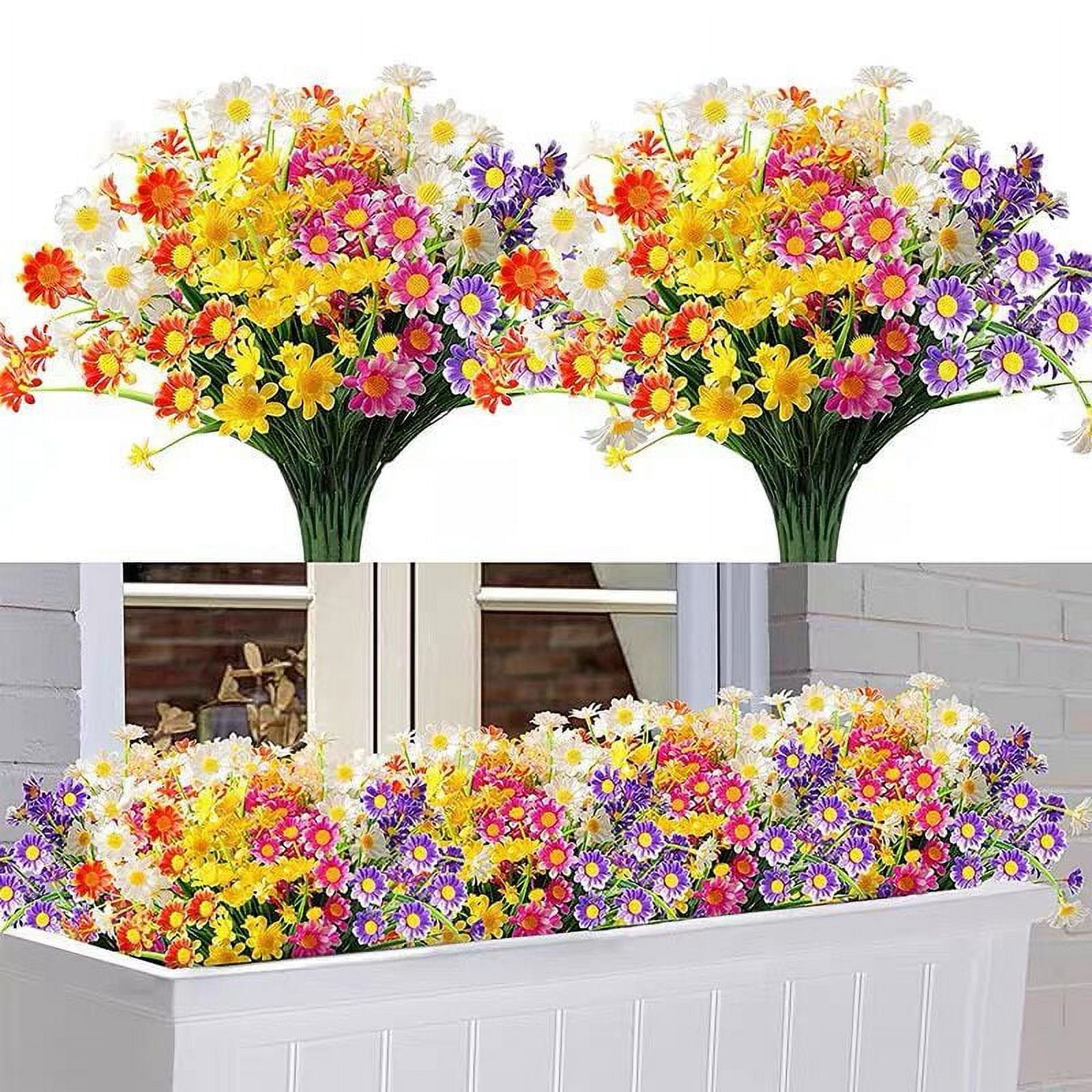 "KIRIFLY Artificial Outdoor Flowers, 12 Packs Vivid Daisy Greenery, 15 ...