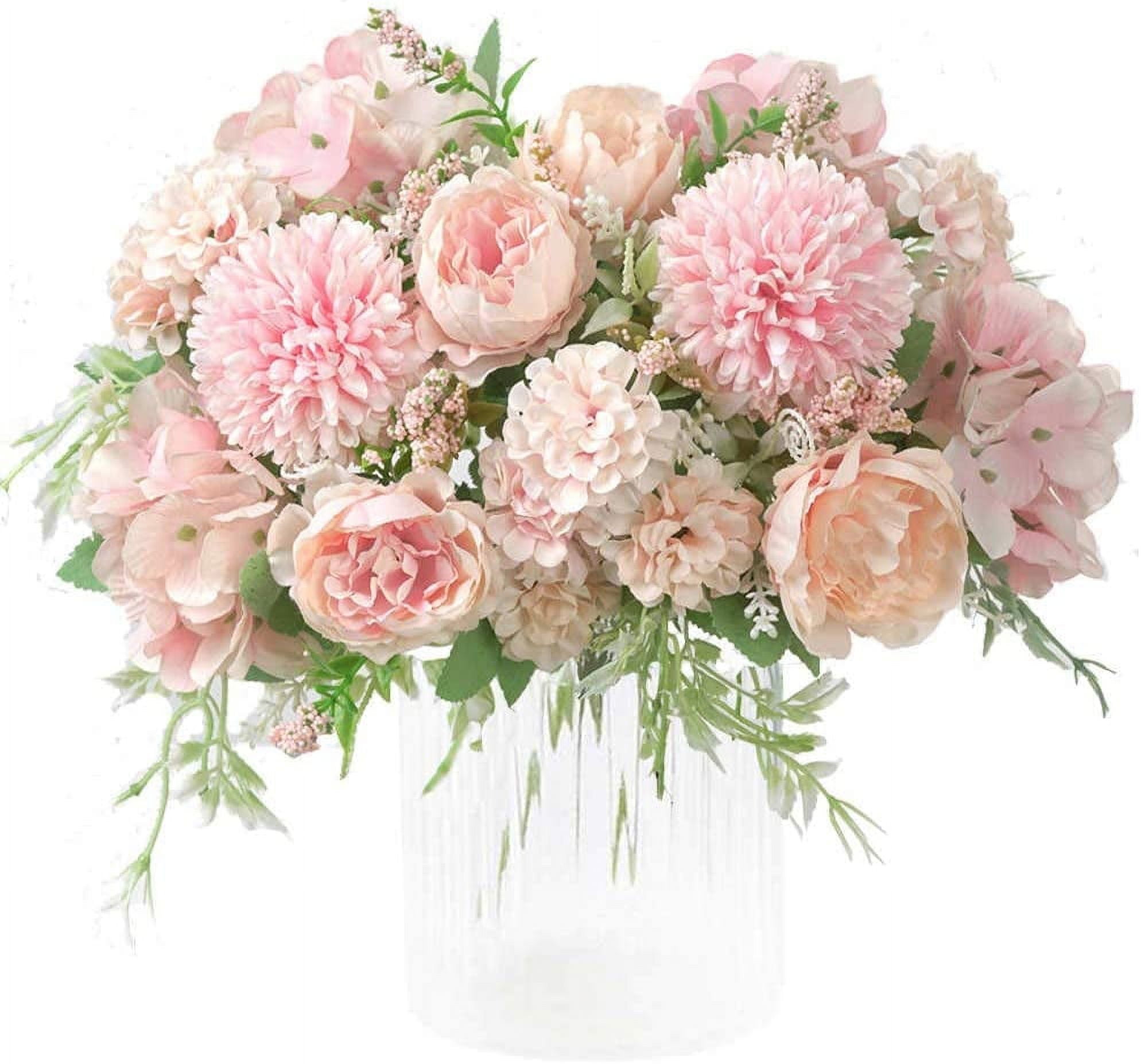 KIRIFLY Faux Floral Stem, Artificial Peony & Hydrangea Bouquet Decor ...