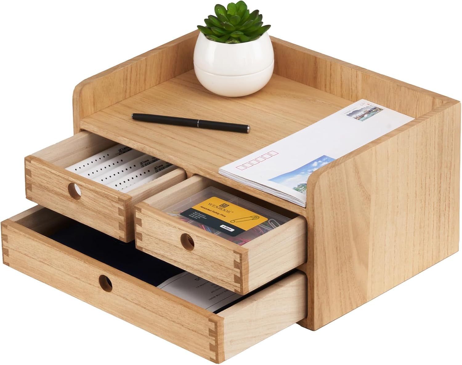 KIRIGEN Wooden Desktop Organizer Paper Storage Letter Tray File Sorter ...