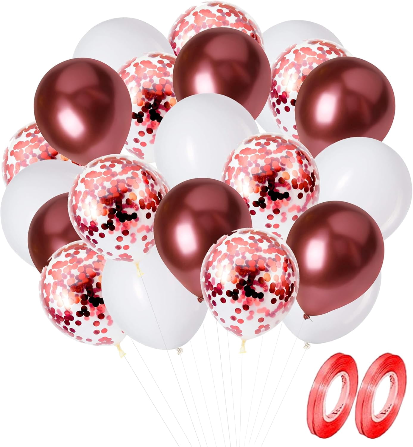 KIRIKOU 12 Inch 60 Pack Red and White Confetti Balloons Garland Arch ...