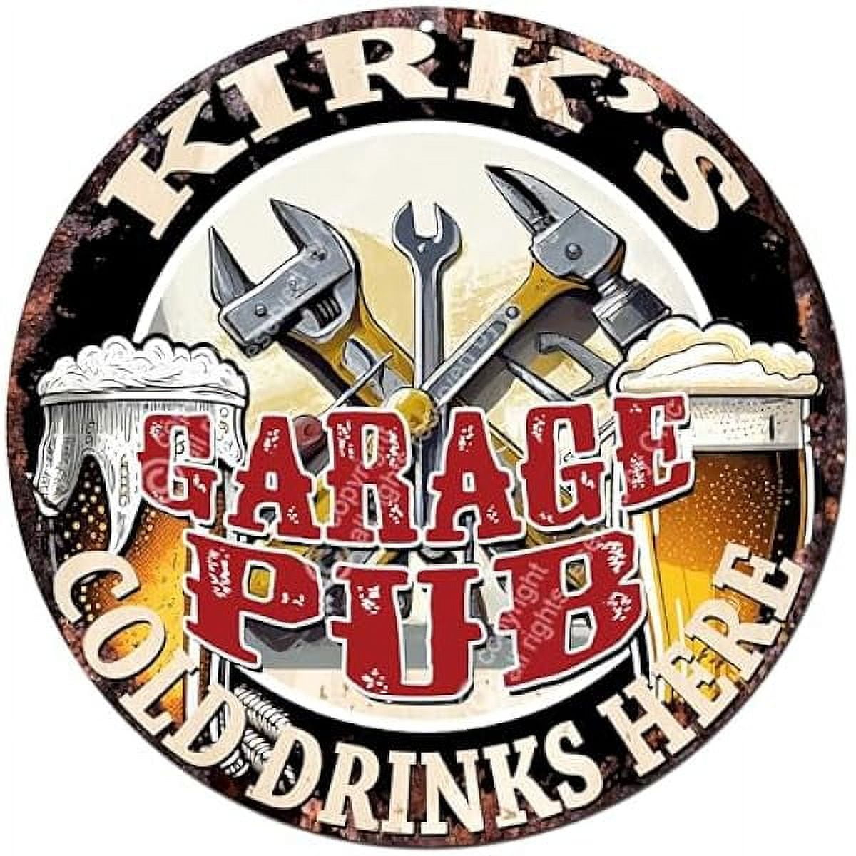 KIRK’S Garage Pub Sign Rustic Shabby Vintage style Retro Kitchen Bar ...