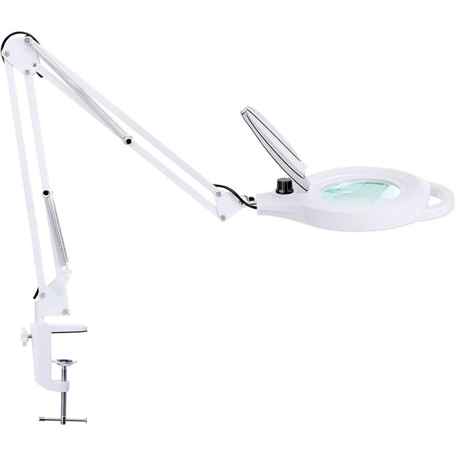 KIRKAS 10X Magnifying LED Desk Lamp, 2,200 Lumens, Adjustable Arm with ...