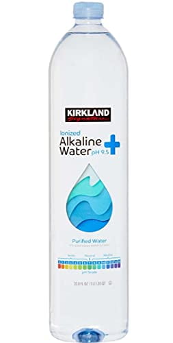 KIRKLAND Alkaline Water, 33.8 Fl Oz Bottles, Pack of 18, Ionized with ...