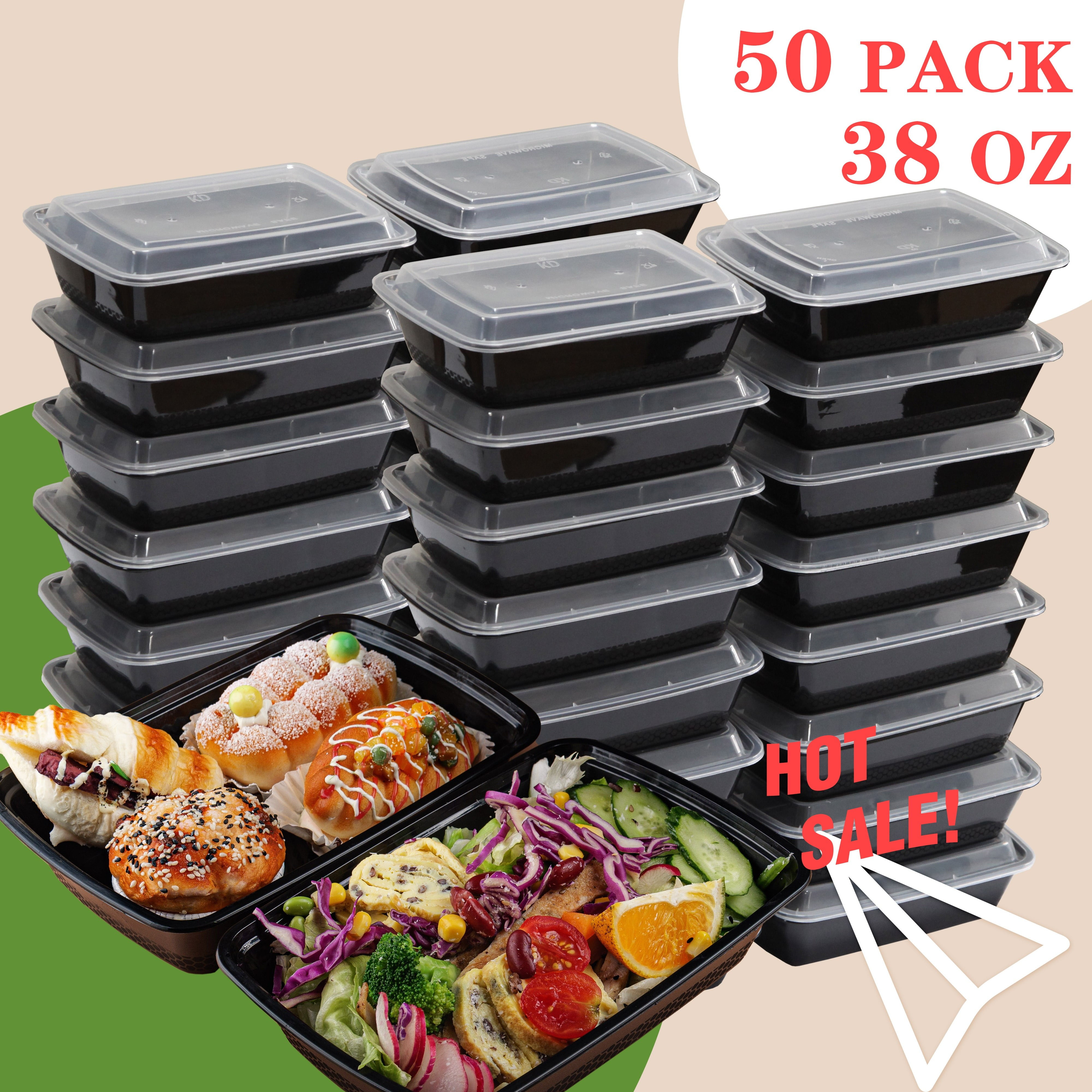 KISIP 50Pack 38oz Disposable Bento Boxes | BPA-Free Leak-Proof ...