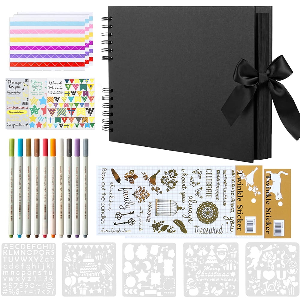 KISPATTI 11x8 Inch Scrapbook Photo Albums with DIY Accessories Set, 80 ...