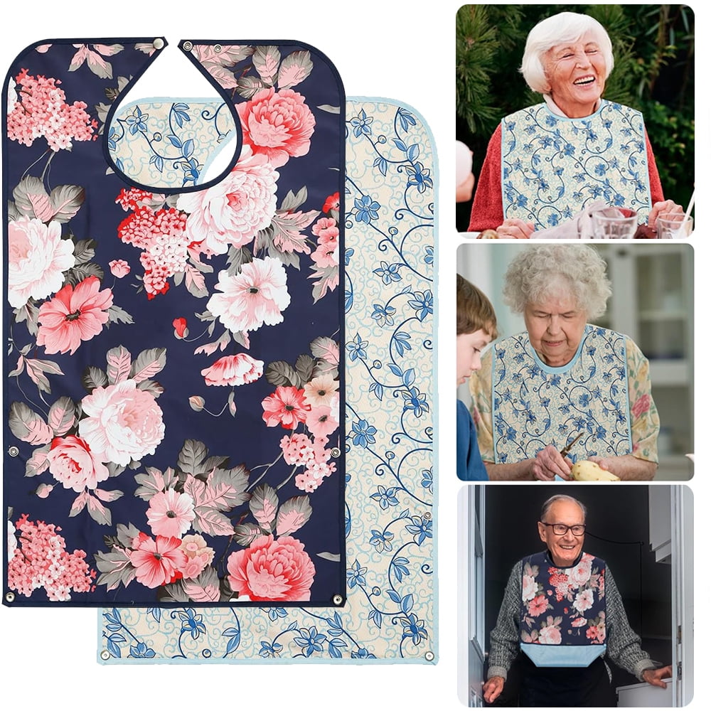 KISPATTI 2 Pack Adult Bibs for Eating Waterproof Clothing Protector ...