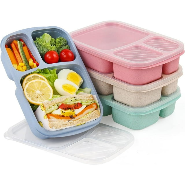 KISPATTI Set of 4 Bento Box for Lunch and Snack Containers with 3 ...