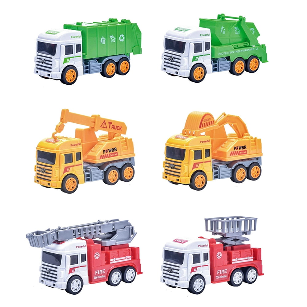 KISPATTI Pull Back Car Toys, 6 Pack Mini Vehicle Set, Construction ...