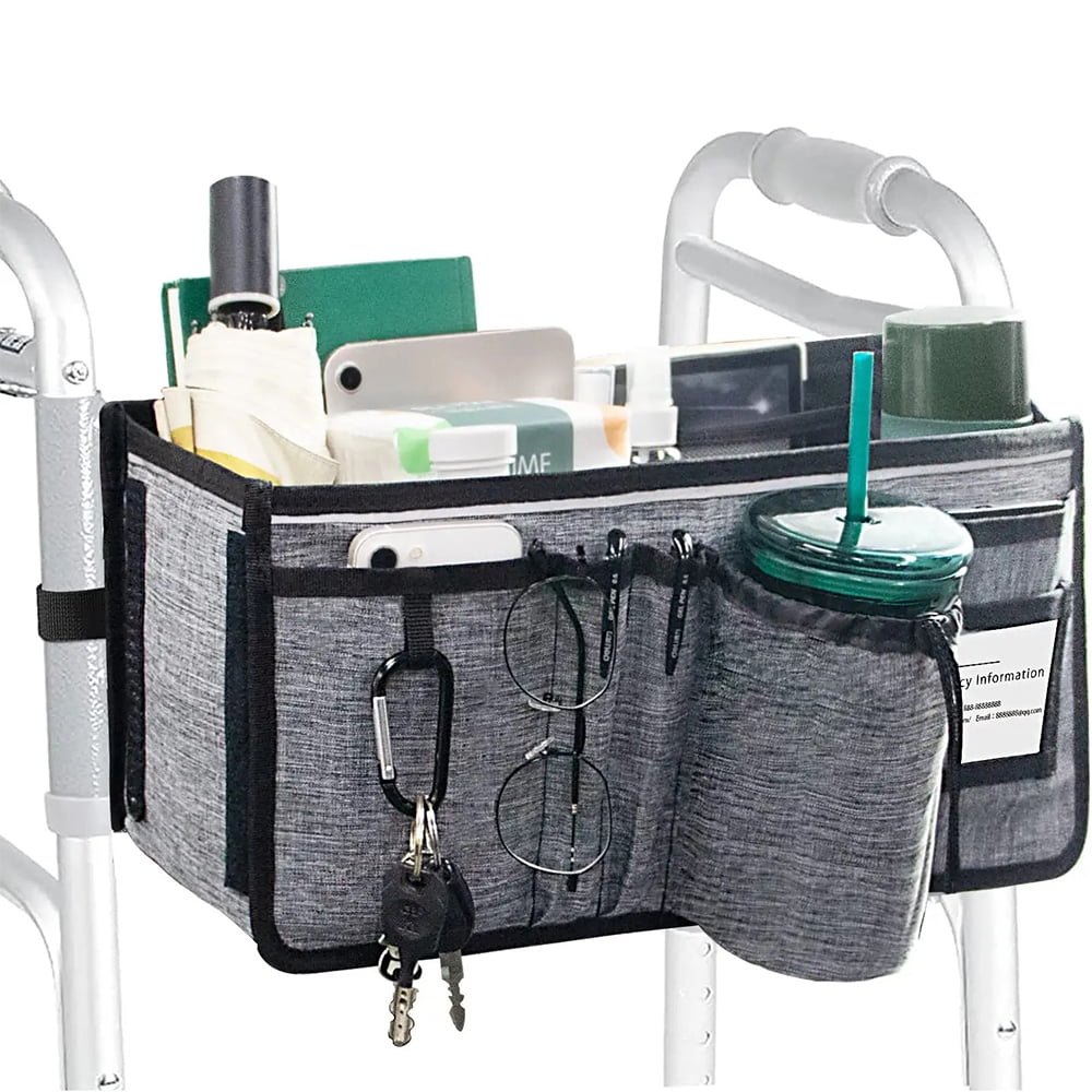 KISPATTI Walker Basket, Walker Bag Water Bottle Holder, Foldable Walker ...