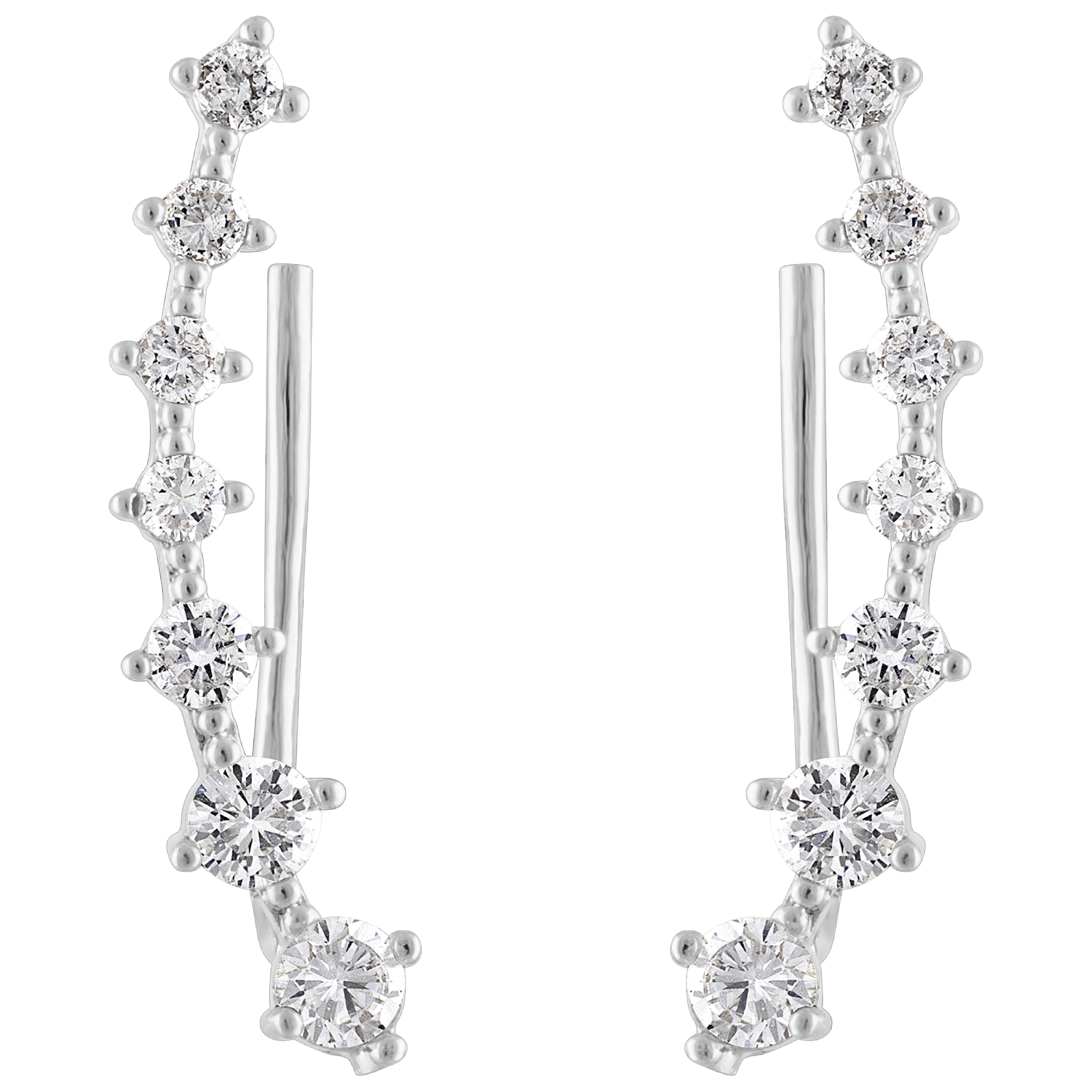 KISPER 18K Gold Plated Brass Cubic Zirconia Ear Crawler Climber ...