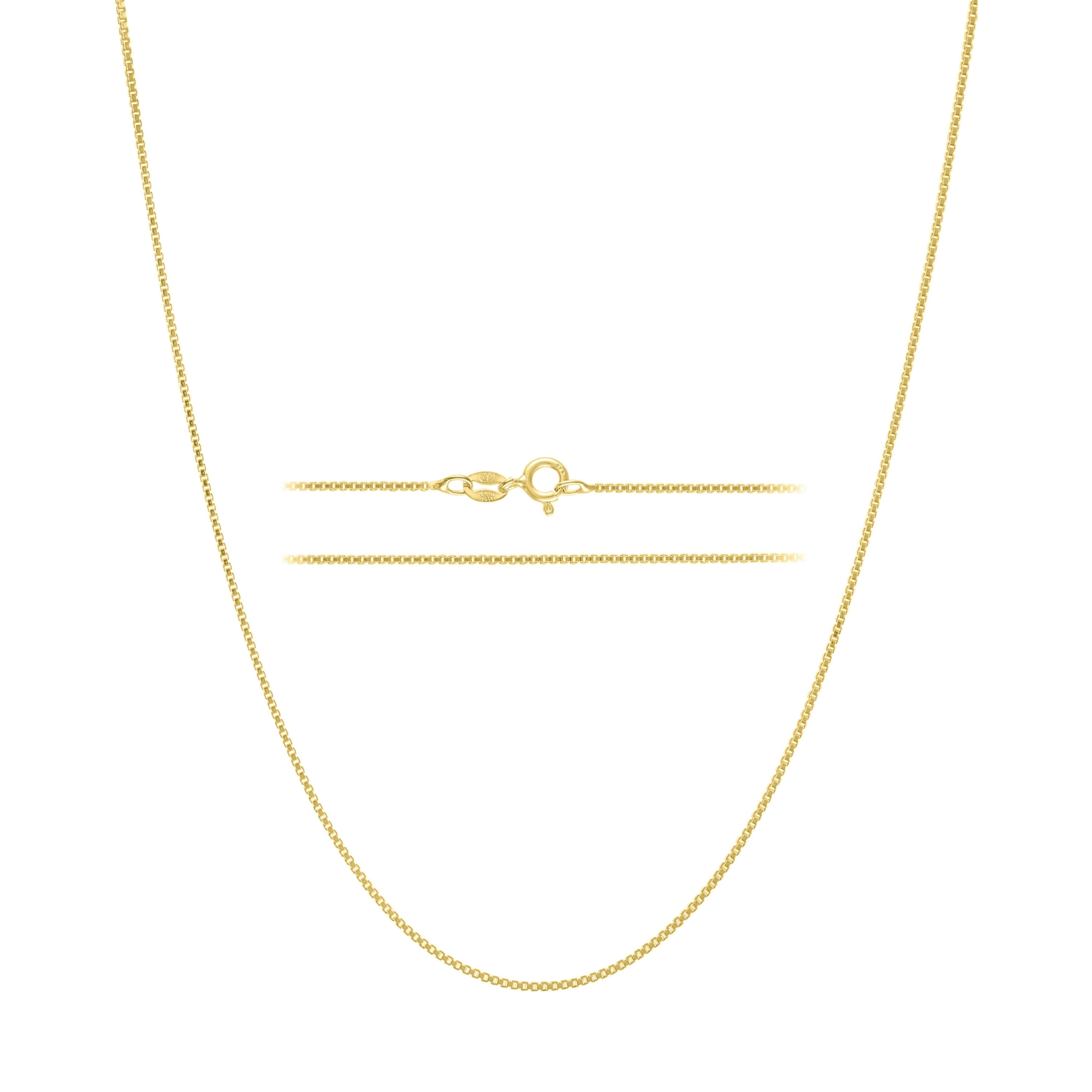KISPER 18K Yellow Gold 925 Sterling Silver 1mm Thin Italian Box Chain ...