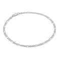 KISPER 925 Sterling Silver Italian 3mm Diamond Cut Figaro Chain Anklet ...
