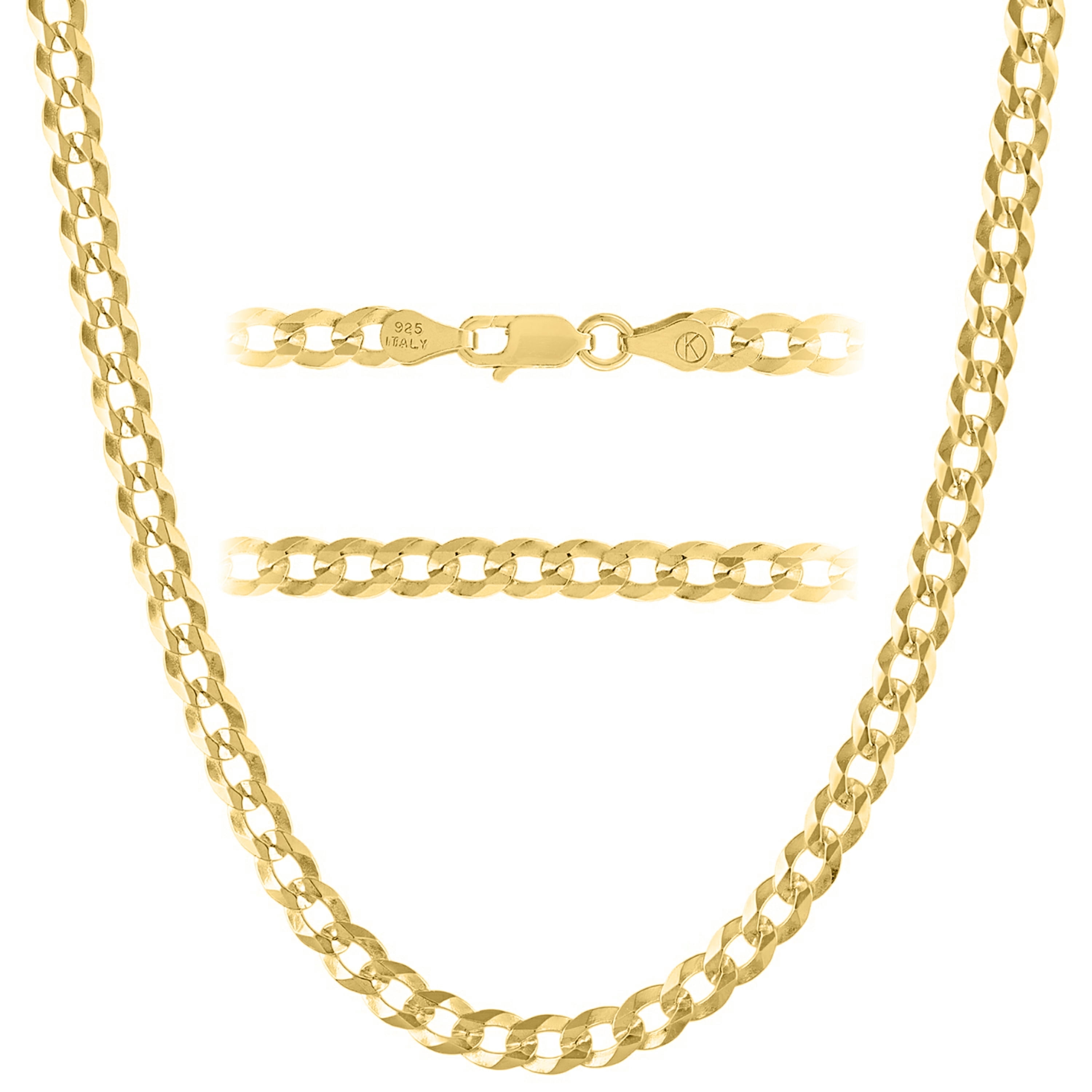 KISPER 925 Sterling Silver Italian 5mm Cuban Link Chain Necklace w ...