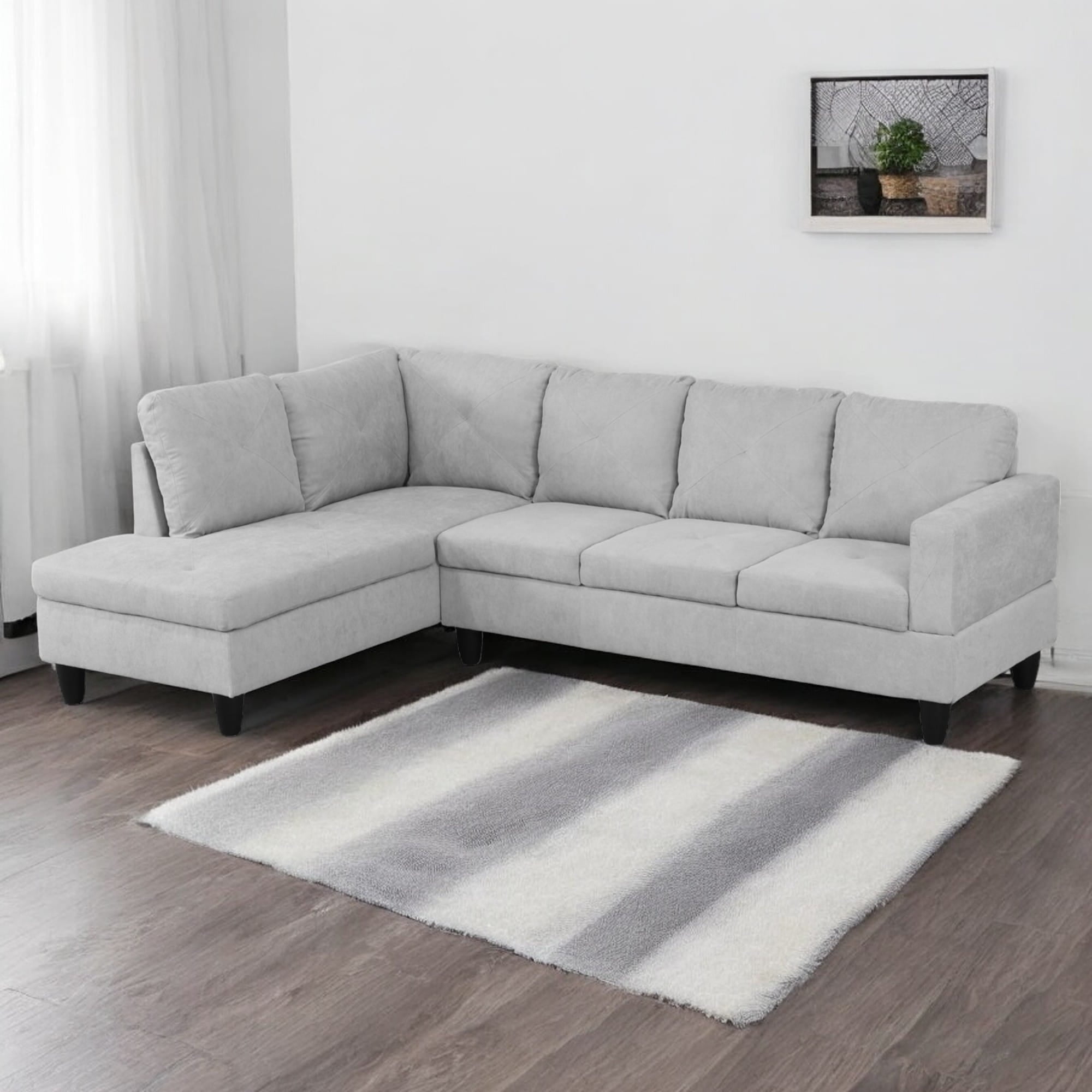 KISRAIS 97" Wide 2-Piece Upholstered Sectional Sofa Set for Small Space ...