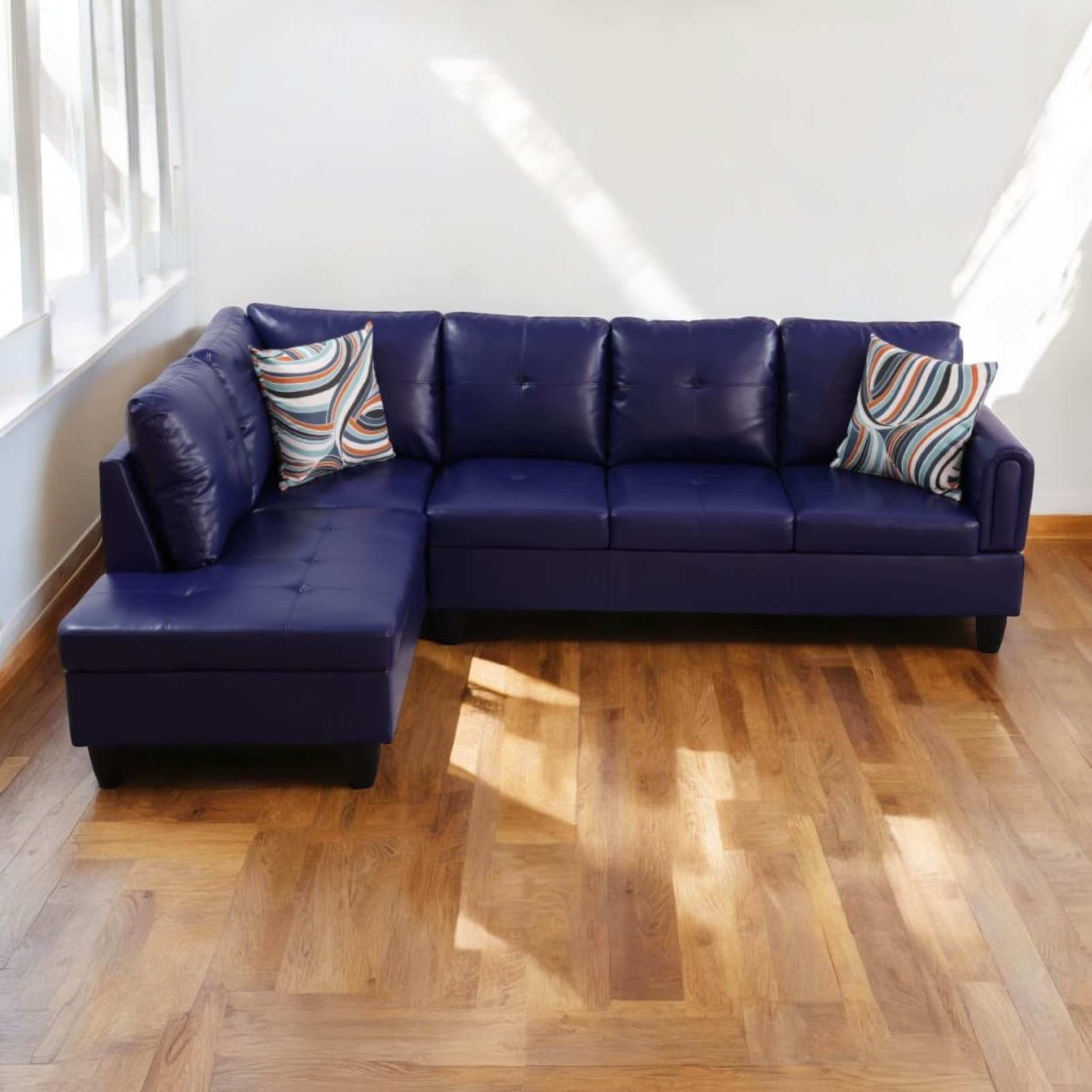 KISRAIS 97" Wide 2-Piece Vegan Leather Sectional Sofa Set without ...