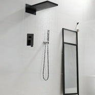 12″ Wall-Mounted Square Brushed Nickel Shower Set with Waterfall ...