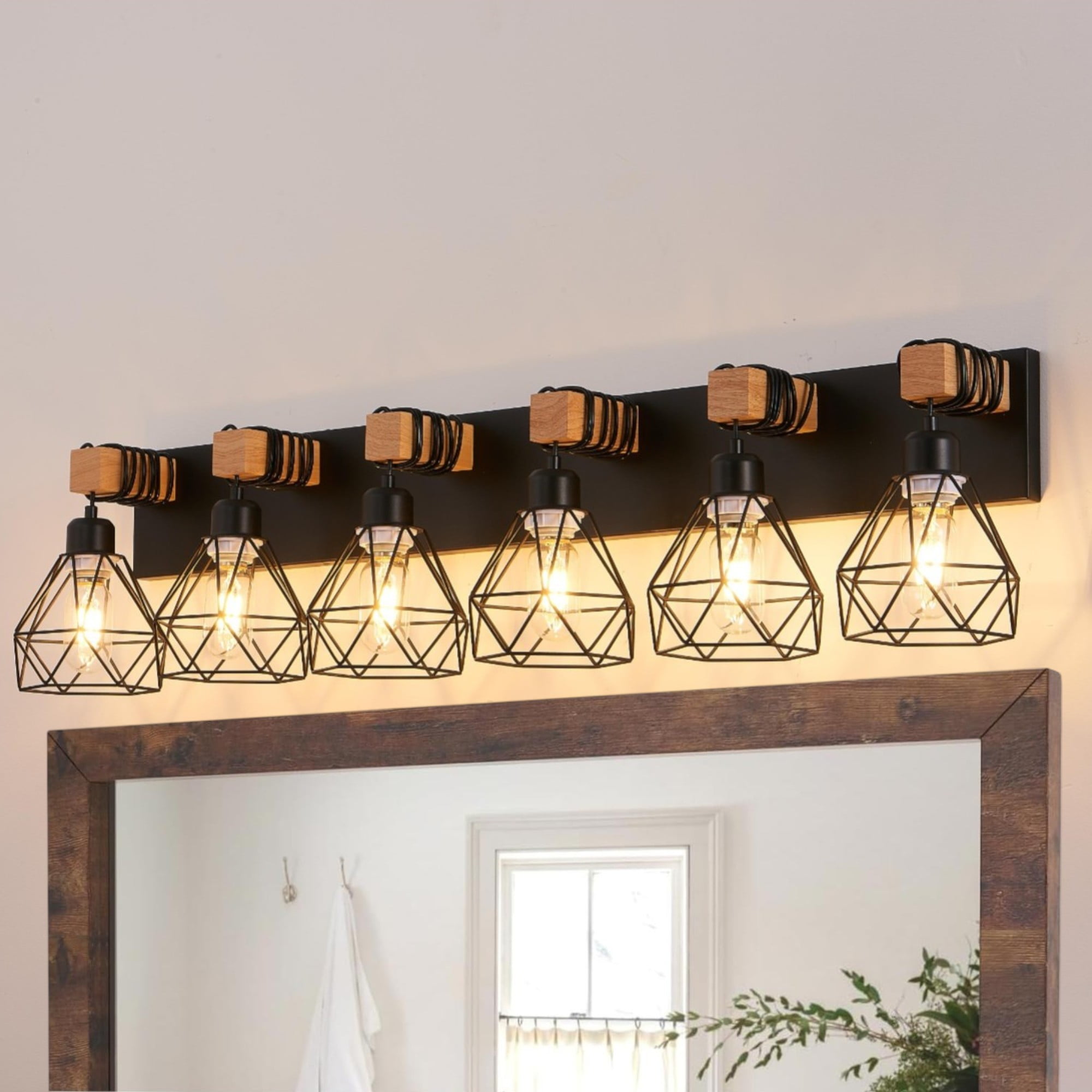 KISRAIS Farmhouse Bathroom Vanity Light with 4/5/6 Lights for Bathroom ...