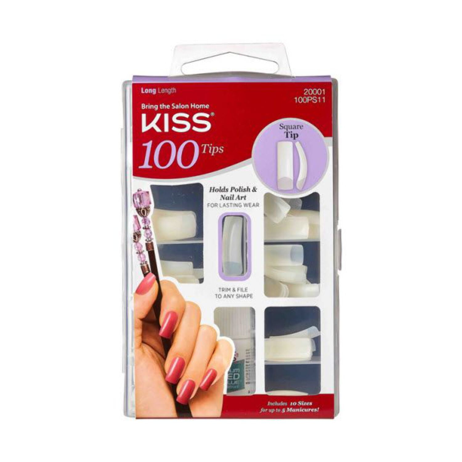 KISS - 100 NAILS SQUARE TIP - Walmart.com