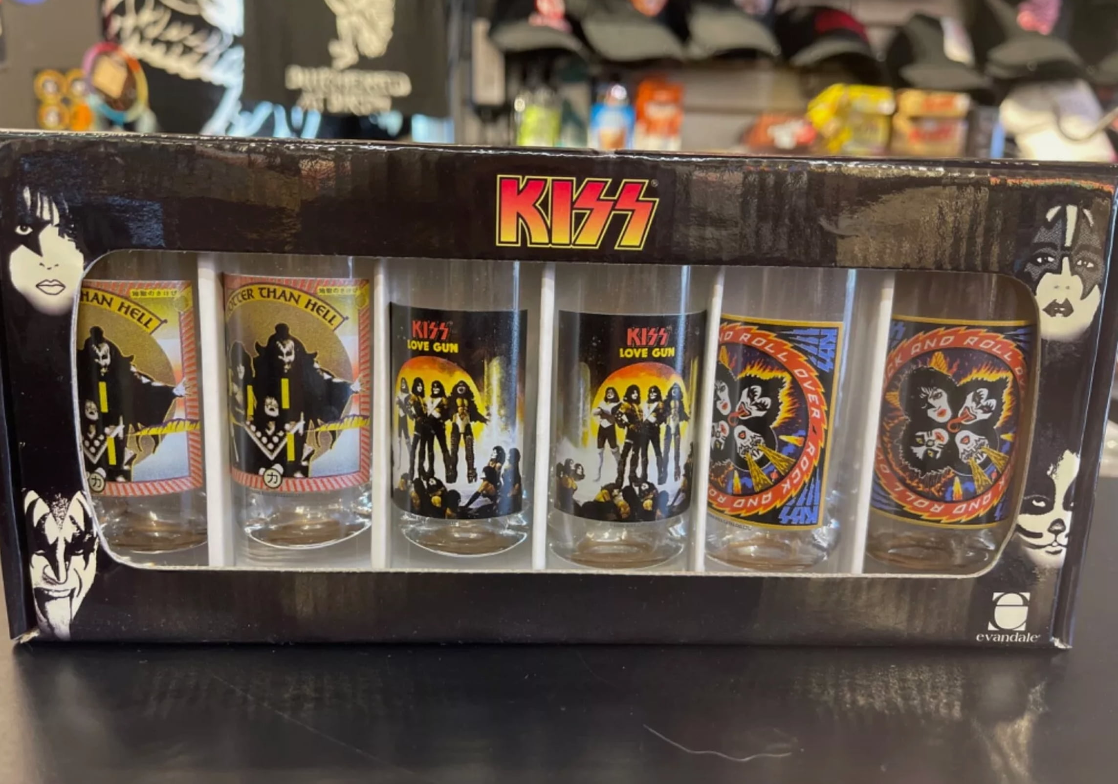 KISS Army Rock Band 6pc Shot Glass Set, Classic Album Art, Official ...