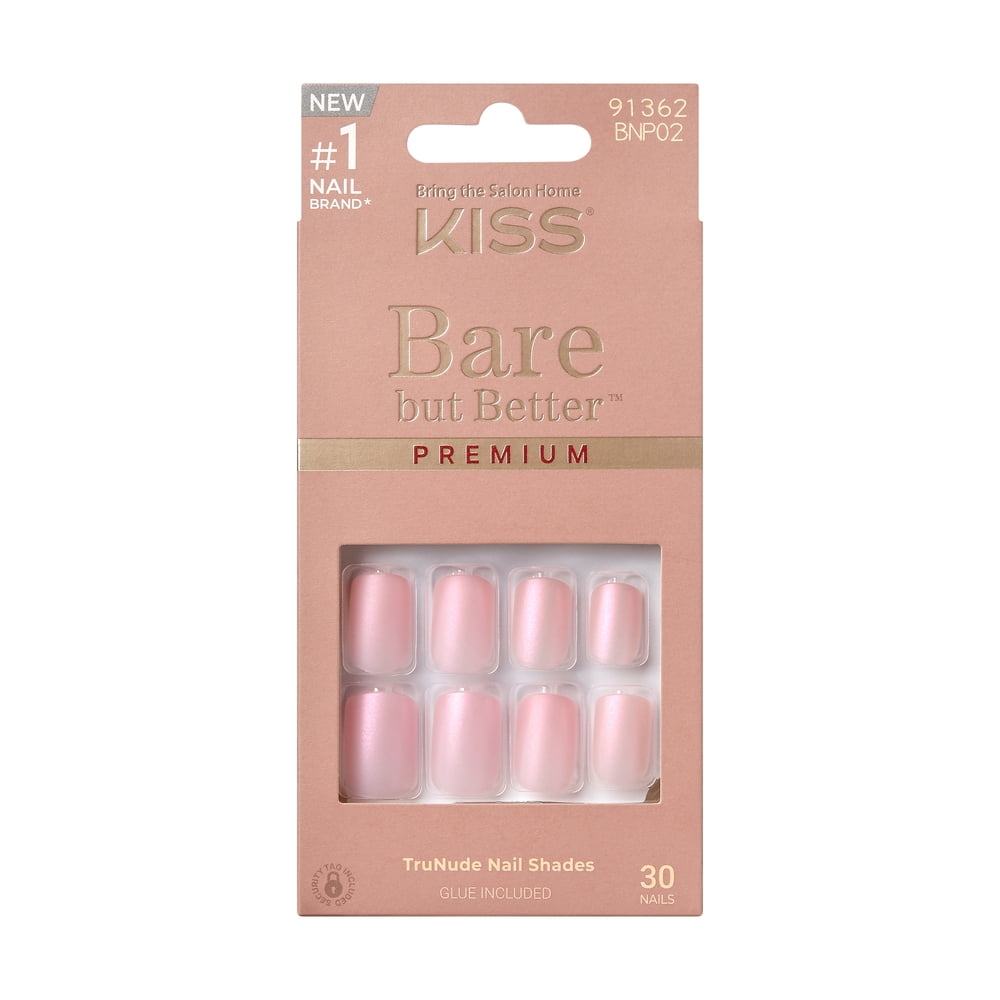 KISS Bare but Better Premium Press-On Nails, ‘Spicy’, Pink, Short ...
