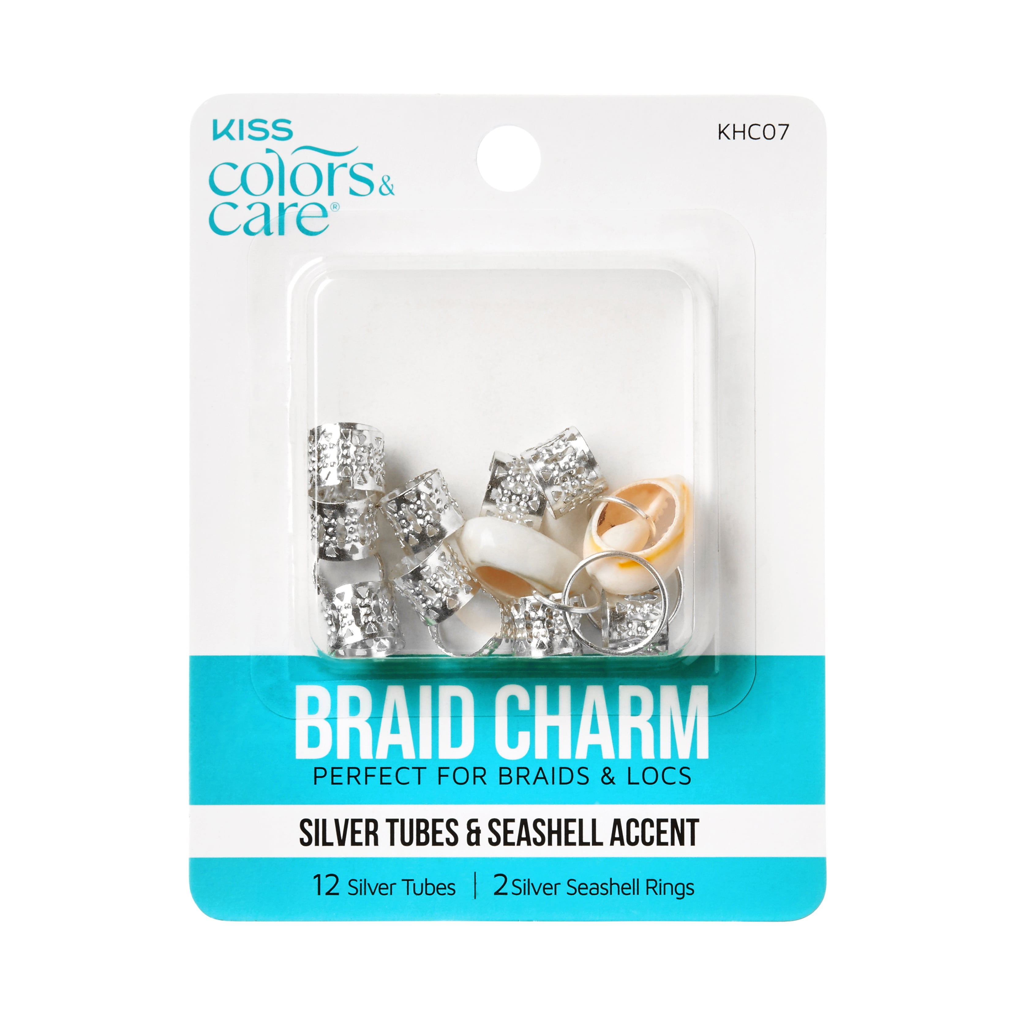 KISS COLORS & CARE Braid & Loc Charm, Silver and Seashell Accent, 14-pc ...
