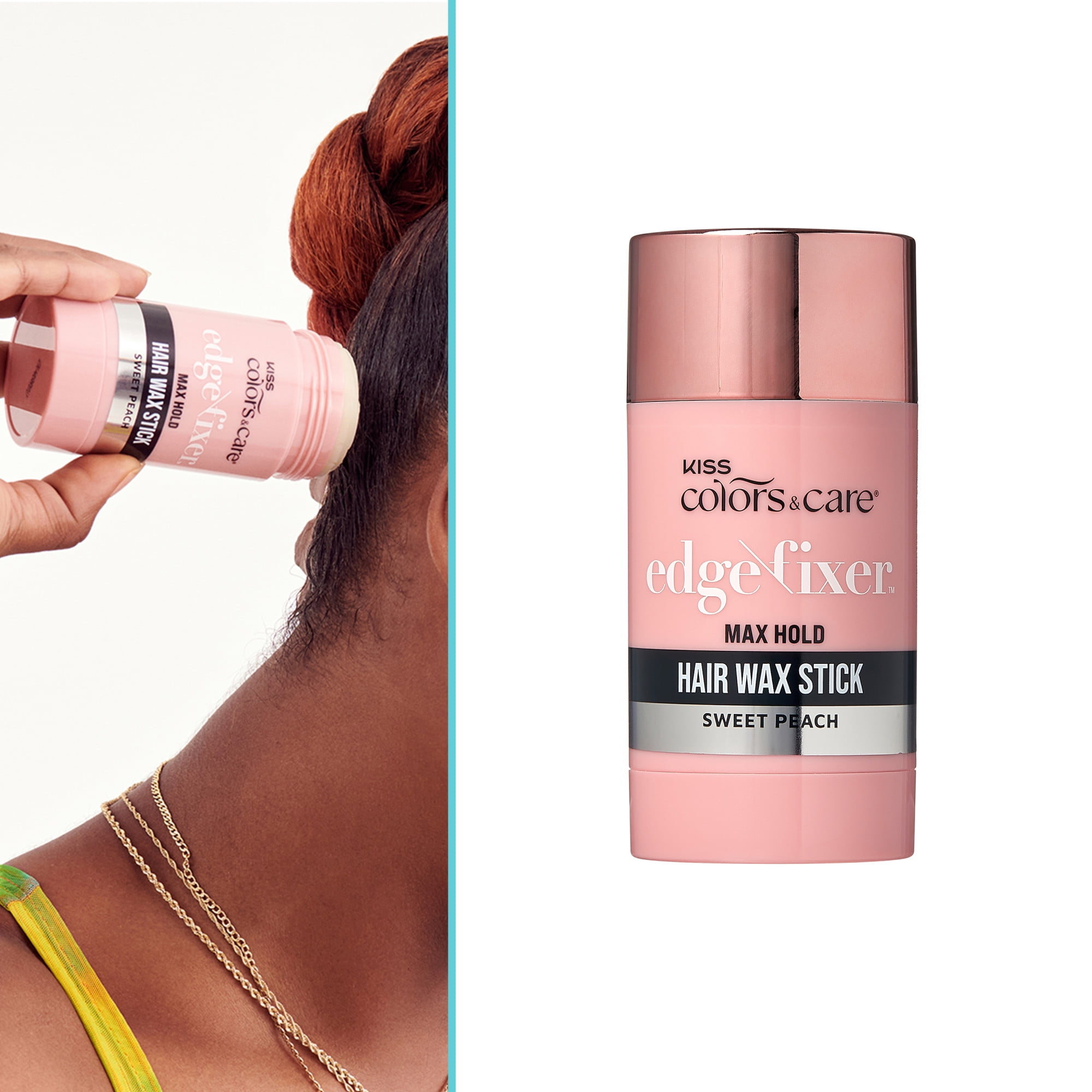 Kiss Colors & Care Edge Fixer Hair Wax Stick, Maximum Hold, Sweet Peach ...