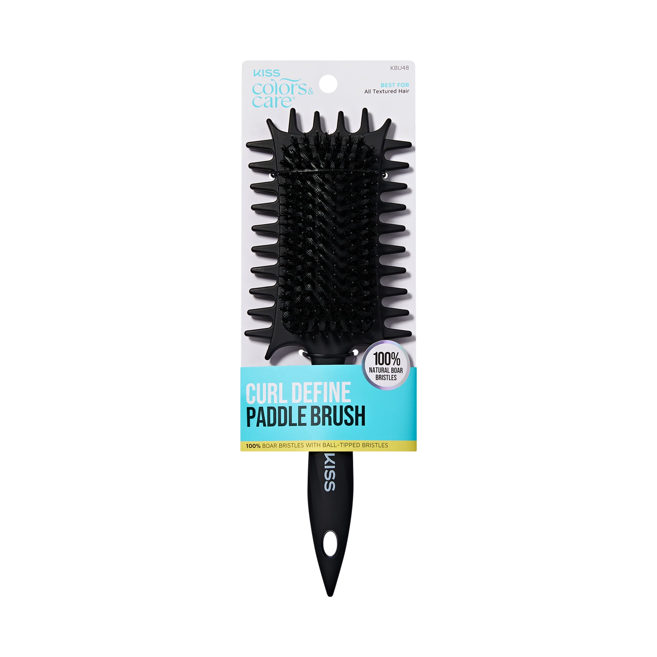 KISS Colors & Care Curl & Define Paddle Brush, 100% Genuine Hair Boar ...